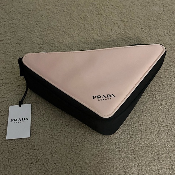 Prada | Bags | New With Tag Prada Pink And Black Triangle Pouch ...